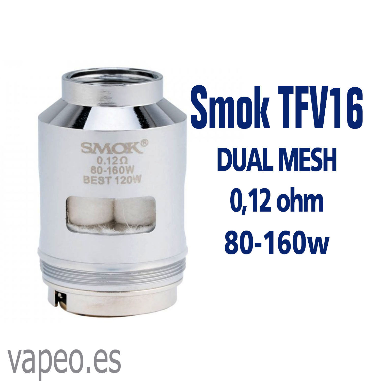 Resistencia Dual Mesh Coil 0.12Ω (80-160w) para TFV16 de Smok | Vapin