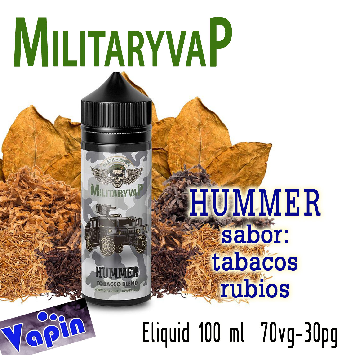 Hummer Military Vap. Mezcla de tabacos rubios 100ml
