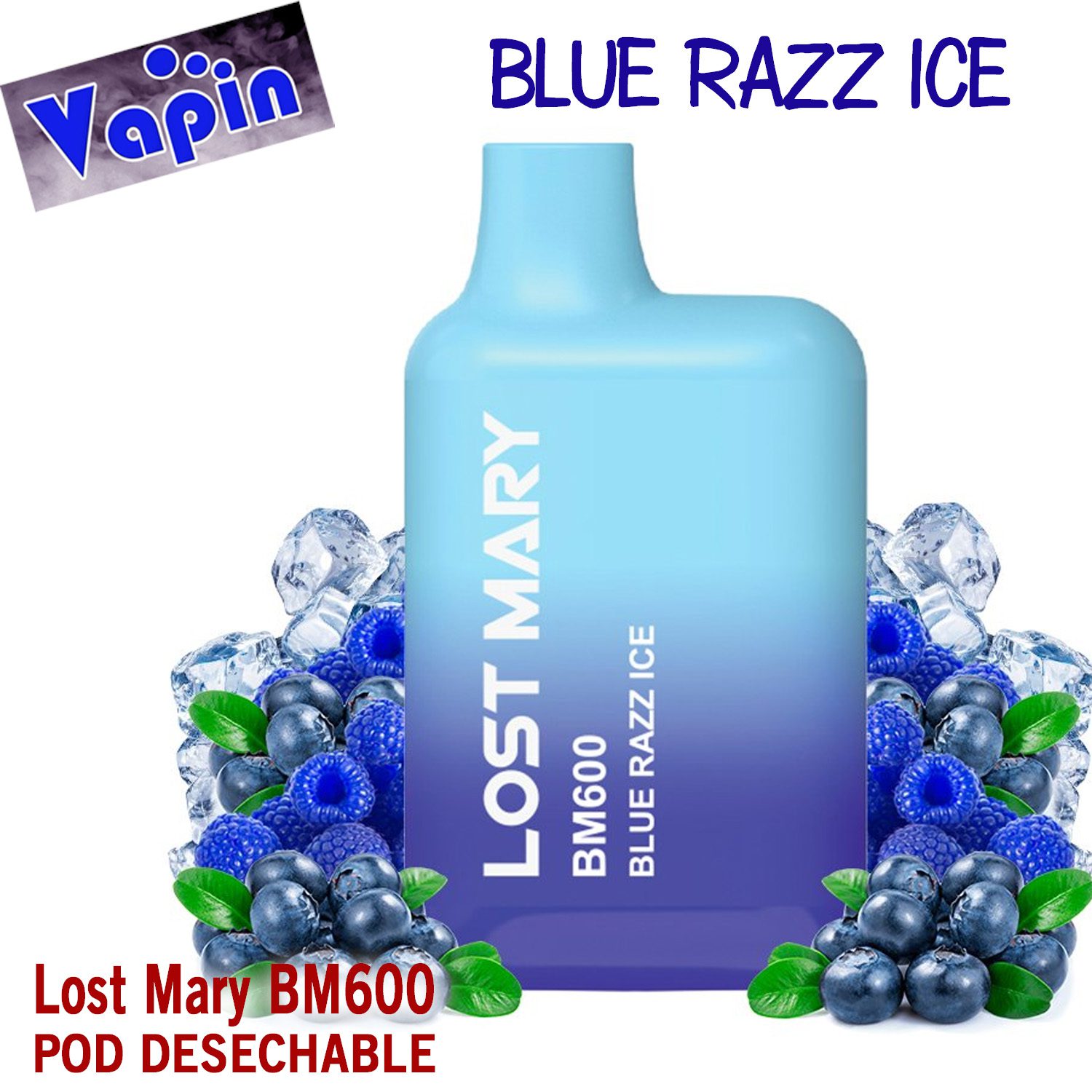 Lost Mary. Pod desechable BM600 BLUE RAZZ ICE 20mg | Vapin